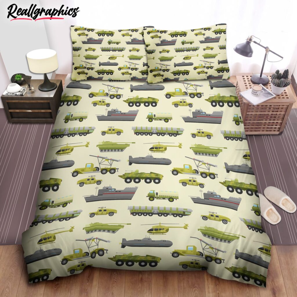 Army Pattern Military Trucks Bedding Set - Reallgraphics